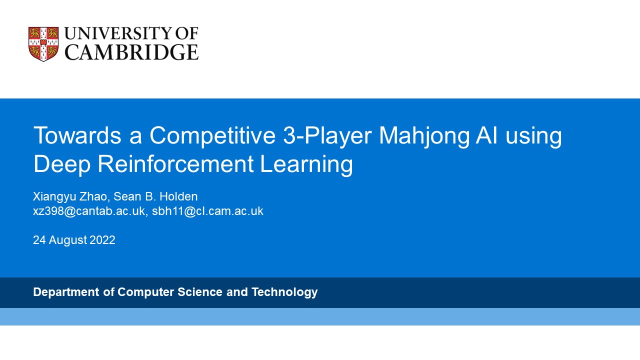 Towards a Competitive 3-Player Mahjong AI using Deep Reinforcement ... Towards a Competitive 3-Player Mahjong AI using Deep Reinforcement ...